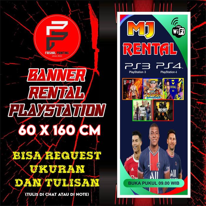 Jual Banner Rental PS / Spanduk Rental Playstation Ukuran 60 x 160 cm ...