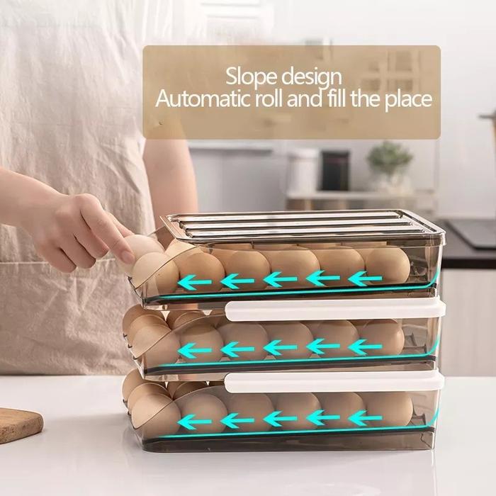 Jual Rak Telur Bergulir 3 Susun - Egg Box - Box Tempat Penyimpanan ...