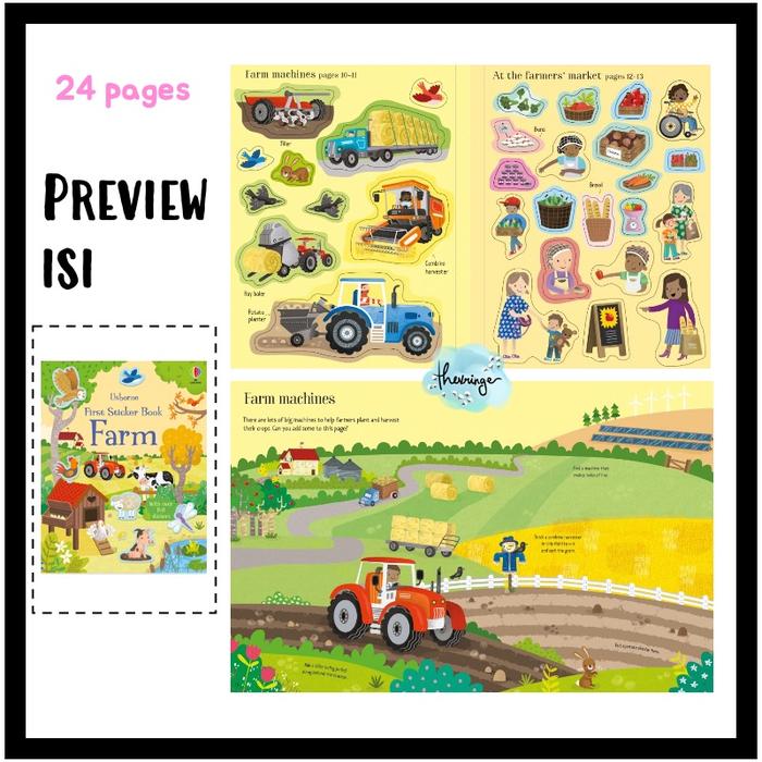 Promo Usborne Sticker Book Alphabet Number Space Animal Zoo Farm ...