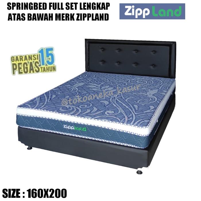 Jual Springbed set lengkap atas bawah merk Zippland type comfortop - Biru, 120x200 - Kota ...