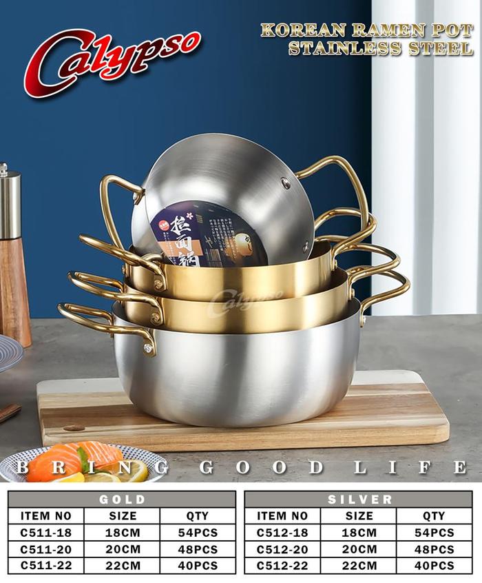 Jual Calypso Panci Ramyeon Korean Ramen Pot Gagang 2 Emas Gold 22 cm ...