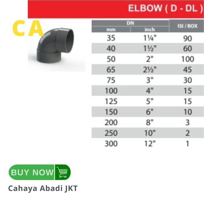 Jual SAMBUNGAN PIPA AIR ELBOW / KNEE PVC RUCIKA 4IN / 4" D - Jakarta Pusat - CAHAYA ABADI JKT ...