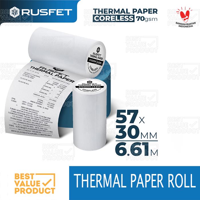 Jual Thermal PAPER ROLL 57x30 / Kertas Termal 57 x 30 Coreless - Kota ...