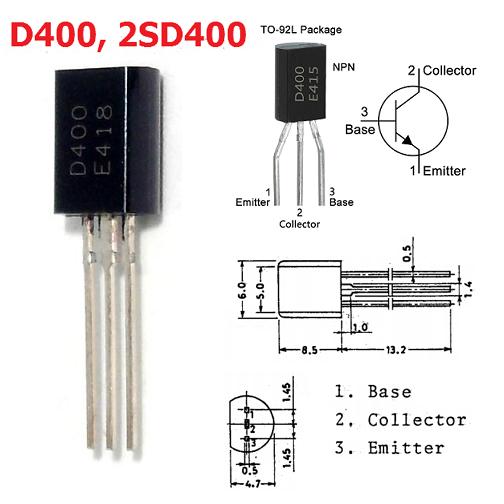 Jual Transistor D400 2SD400 NPN Low-Frequency Power Amp TO-92MOD D 400 ...