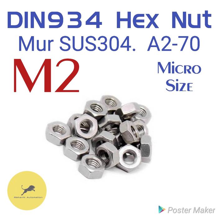 Jual Mur M2 x 0.4 Stainless304 2mm - Jakarta Timur - MekanikAutomation ...