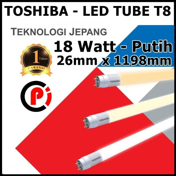 Jual TOSHIBA Paket Set Lampu LED TUBE T8 18 Watt + KAP 18W Cahaya Putih ...