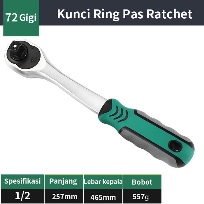 Jual ISKU Gagang Rachet 72Ggigi Ratchet Kunci Stang Shock Sok 1/2 Inch ...