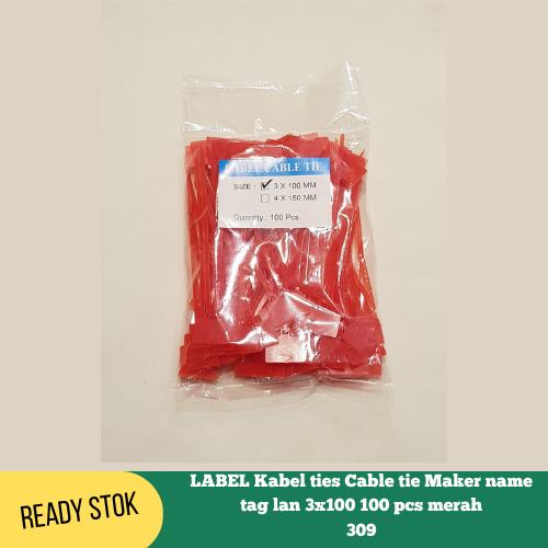 Jual LABEL Kabel ties Cable tie Maker name tag lan 3x100 100 pcs merah ...