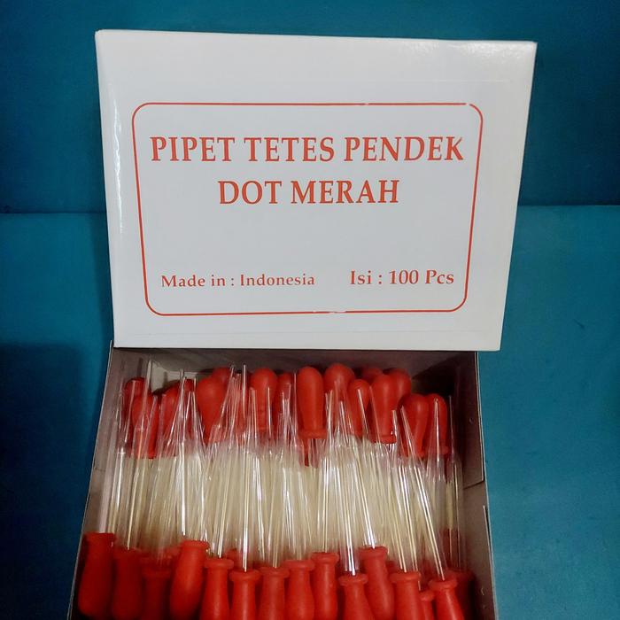 Jual pipet tetes kaca pendek merah/pipet kaca/pipet laboratorium ...