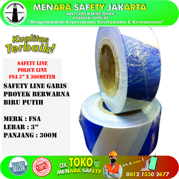 Jual Safety Line / Police Line 3" x 300 M Warna Biru Putih - Jakarta ...