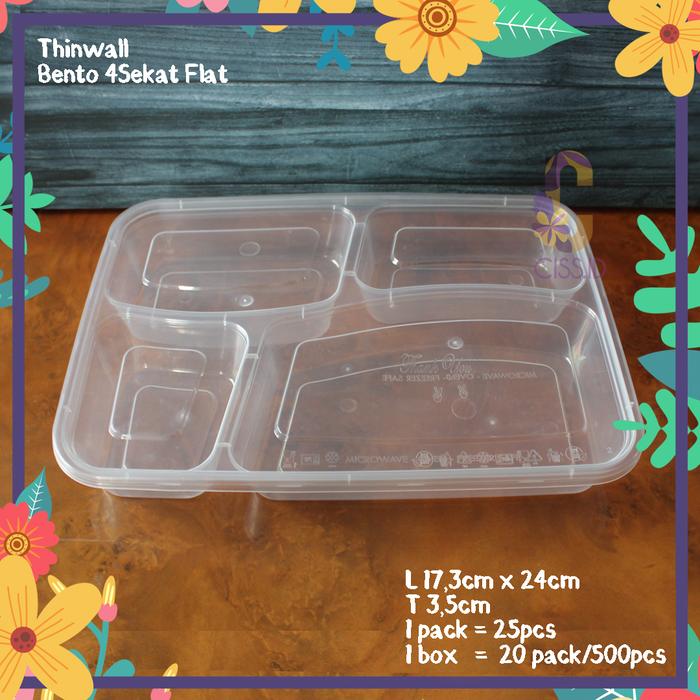 Jual KOTAK MAKAN PLASTIK BENTO SEKAT 4 FLAT 1PACK ISI 25PCS VICTORY ...