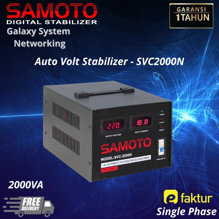 Jual Stabilizer SAMOTO Digital Listrik Single Phase 2000VA Stabiliser ...