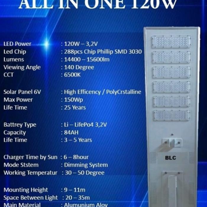 Jual Lampu pju solar cell all one system chips philipa 120watt garansi ...