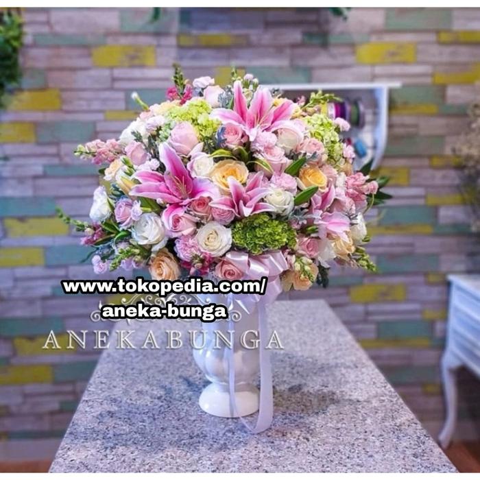 Promo Fresh Flowers Rangkaian Vas Bunga Meja Birthday Ucapan Grand ...