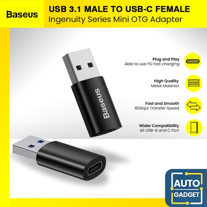 Promo BASEUS OTG Type C Female to USB 3.1 Male Adapter Converter 10 ...