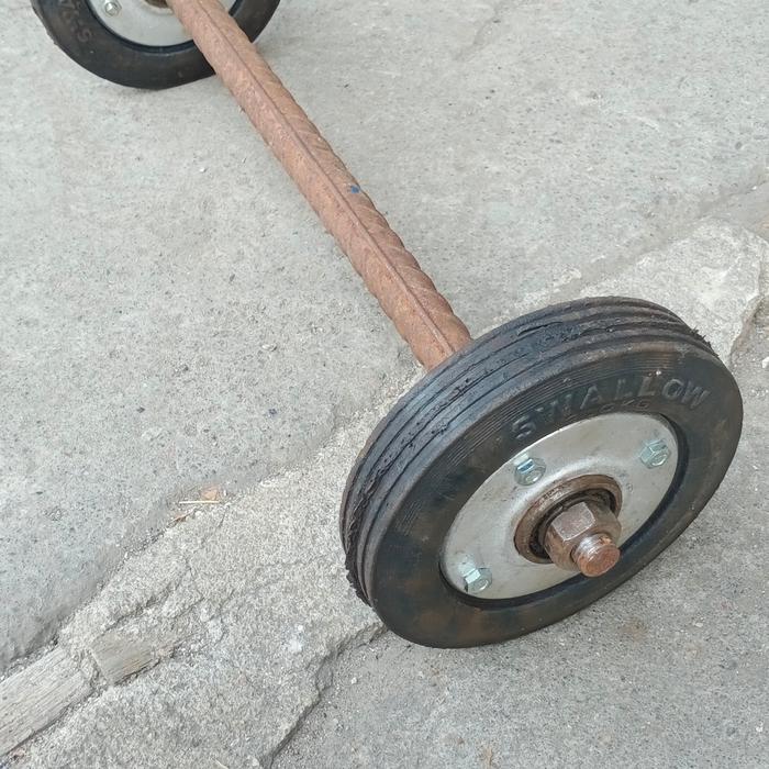 Jual roda trolley komplit as 52cm/as besi roda trolley/ban roda karet ...