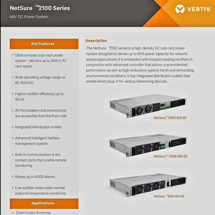 Jual Vertiv Rectifier NetSure 2100A31-S3 48VDC 60A 1 Unit Module R48 ...