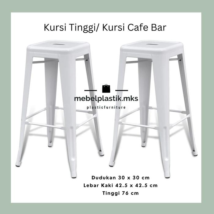 Jual Kursi Tinggi/Kursi Cafe Bar Bulat Kotak Putih Rangka Besi/ Kursi ...