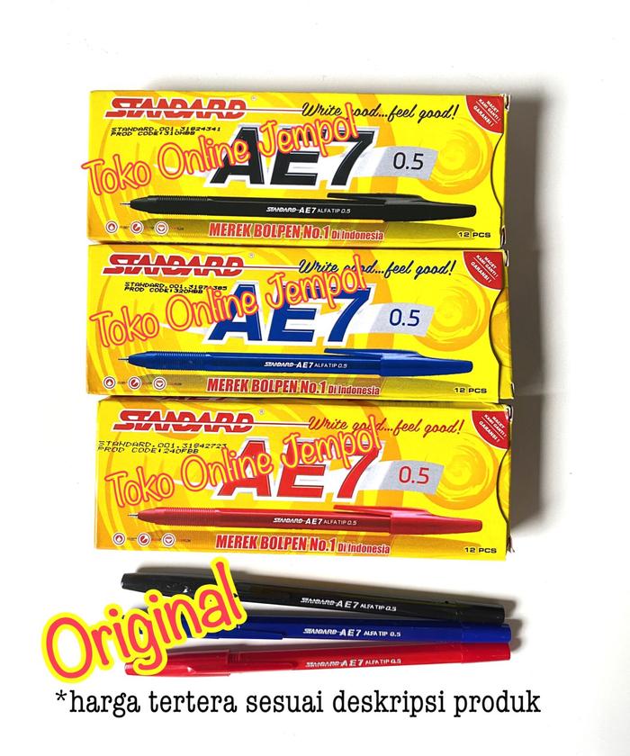 Jual 12 pcs Pulpen Standard AE7 0.5mm 1 lusin pena Bulpoin 0,5 ATK1441ST - Biru - Jakarta Pusat ...