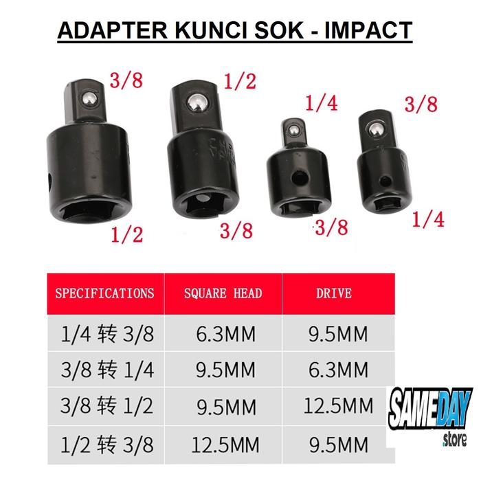 Jual Adapter Reducer Kunci Sok SoKet Sock Socket Impact Driver Square ...