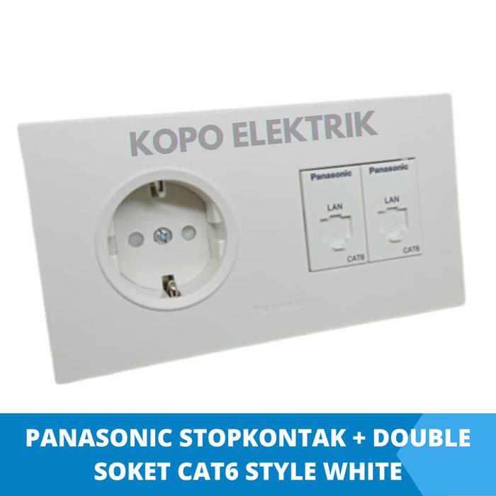 Jual Panasonic Stopkontak + Double Outlet Data Cat6 Style White - Kab ...