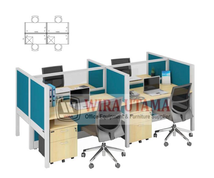 Jual Meja Kerja Kantor 4 Orang Cubicle Workstation Sekat Partisi Kaki ...