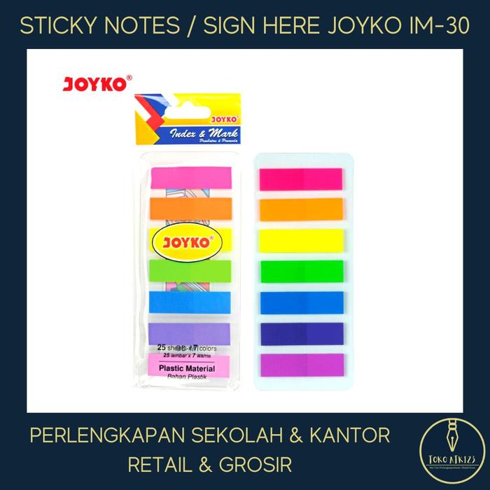 Jual Sticky Note / Sign Here Merk Joyko IM-30 Bahan Plastik - Kota ...