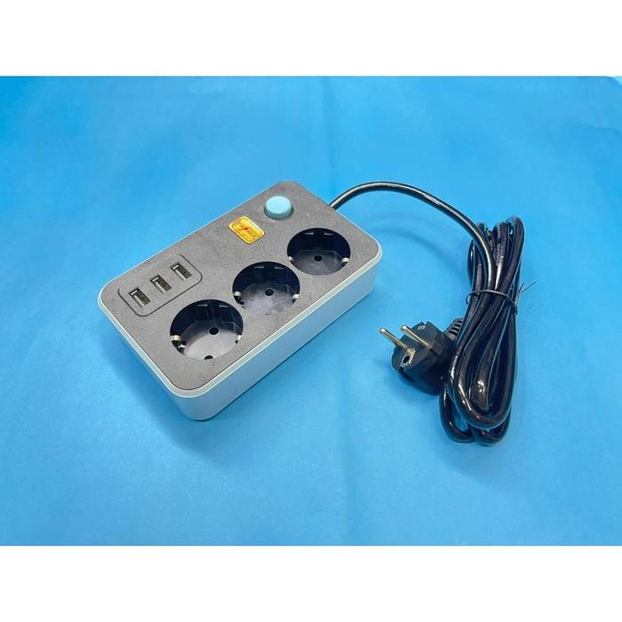 Jual Stop Kontak USB 3 Port Colokan Listrik 3 Lubang 1.8 Meter ...