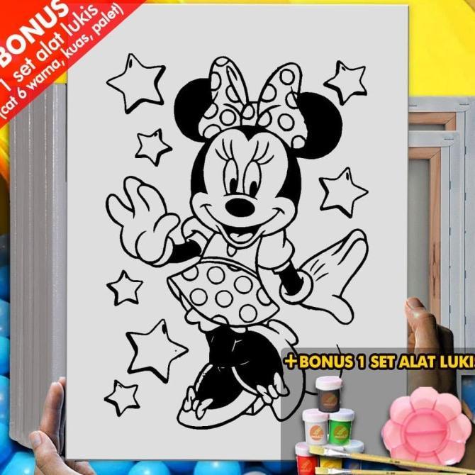 Jual Kanvas Gambar Minnie Mouse Melukis Untuk Anak Mewarnai Lukis ...