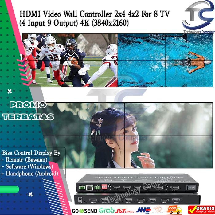 Jual Video Wall Controller 2x4 4x2 Multiview 4 Input 8 Output with ...