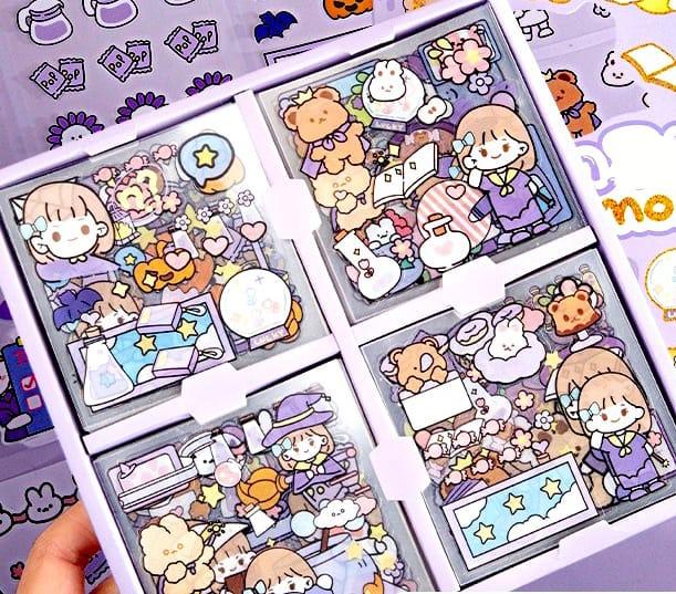 Jual Stiker BOX 2D Tempel 4 Warna Isi 100 Lembar Cute Aesthetic Design ...