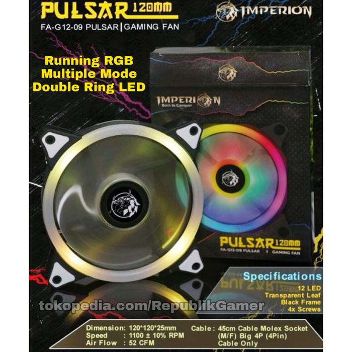 Jual Fan Case Gaming (RGB Fan) 12cm Imperion Pulsar 120mm LED Rainbow ...