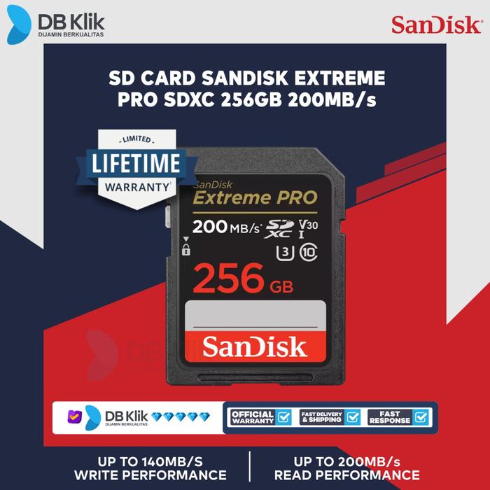 SD Card SanDisk Extreme Pro SDXC 256GB 200MB/s (SDSDXXD-256G-GN4IN)