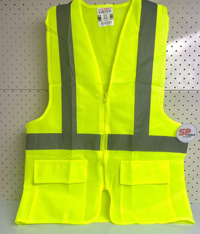 Jual BAJU ROMPI PROYEK / SAFETY VEST SAKU + RESLITING HIJAU NEON ALDO ...