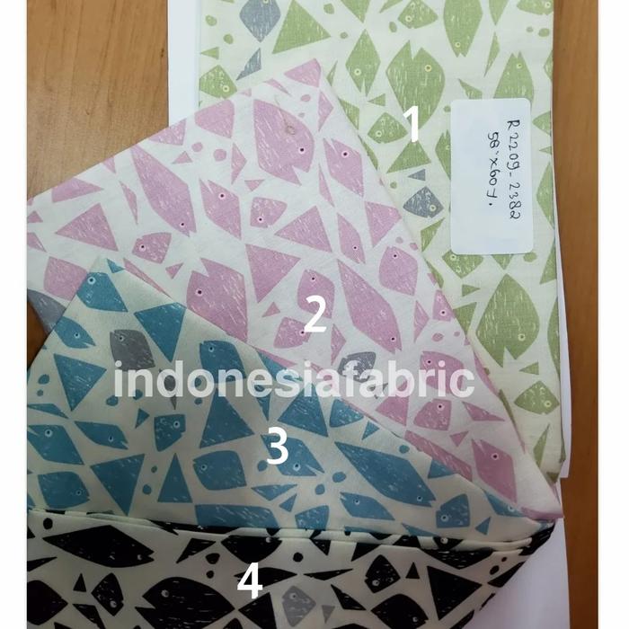 Jual Kain bahan Katun Jepang tokai senko terbaru motif ikan Fish hijau ...