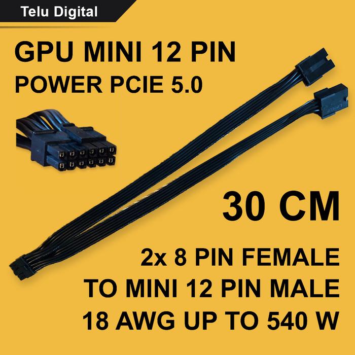 Jual GPU Converter Cable - 2x 8 Pin Female To Mini 12 Pin Male PCIE 5.0 ...