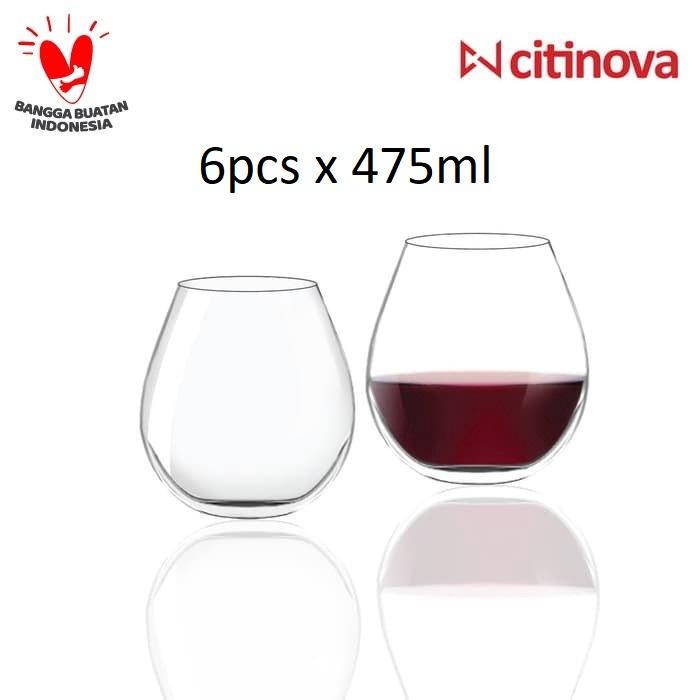 Jual (6pcs) Gelas Citinova Tuscany 475ML/Glass Cafe Wine - Pandan ...