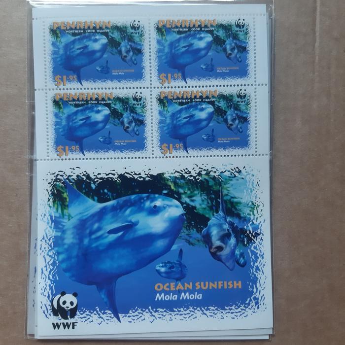Jual Perangko Penrhyn Ocean Sunfish Mola Mola sheet 4 prangko high ...