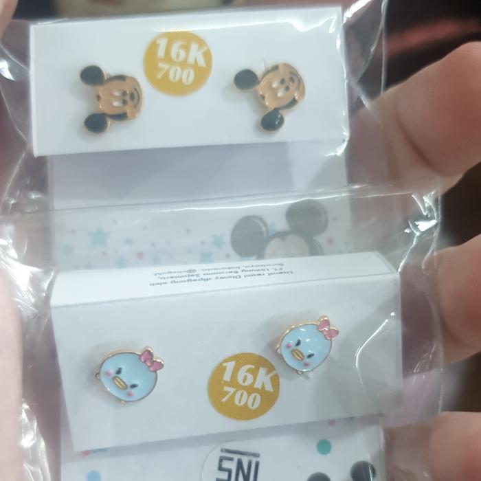 Jual anting anak toge tauge end loop mickey minnie mouse emas asli 700 ...