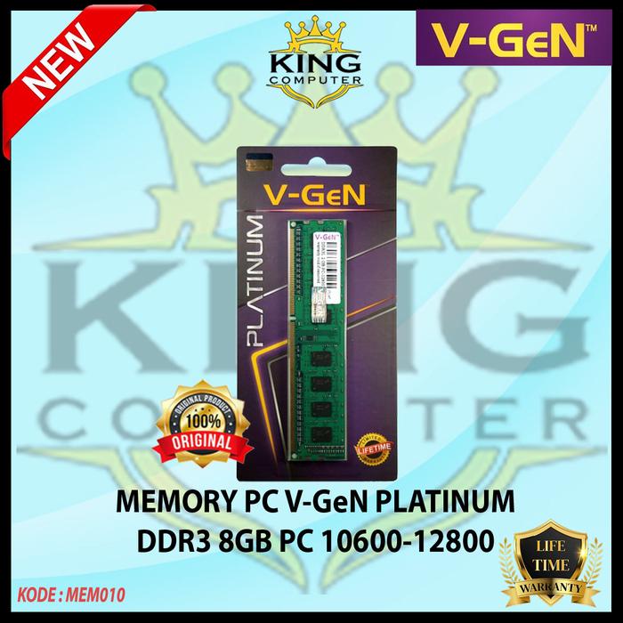 Jual MEMORY V-GEN VGEN PLATINUM DDR3 8GB PC 10600/12800 Untuk Komputer ...