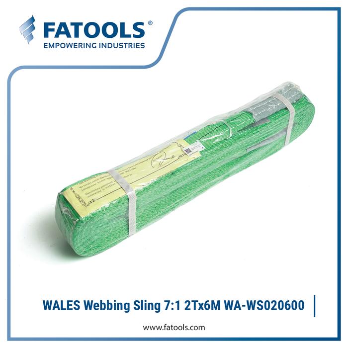 Jual WALES Lifting Webbing Sling 2T x 6M Safety Factor 7:1 WA-WS020600 ...
