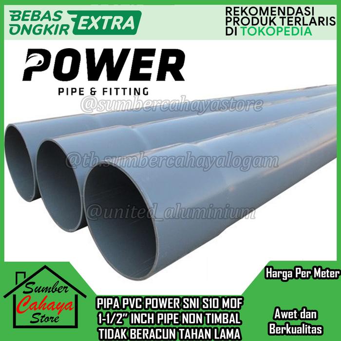 Promo Pipa Pvc 1 1/2 Inch Power SNI S10 MOF 1 Meter PARALON PRALON PIPE ...