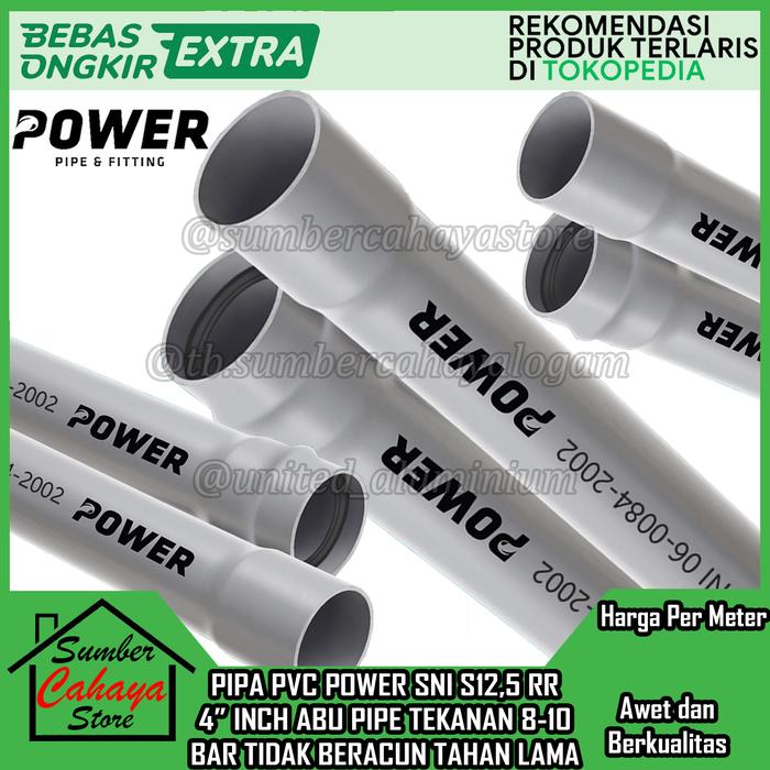 Jual Pipa Pralon PVC Air 4" INCH POWER SNI S12,5 RR PARALON PIPE 1 METER - Kota Palembang ...