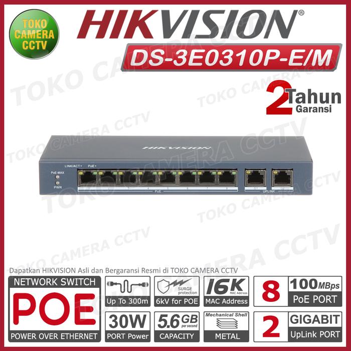 Jual SWITCH POE 8 PORT HIKVISION DS-3E0310P-E/M FOR IP CAMERA - Jakarta ...