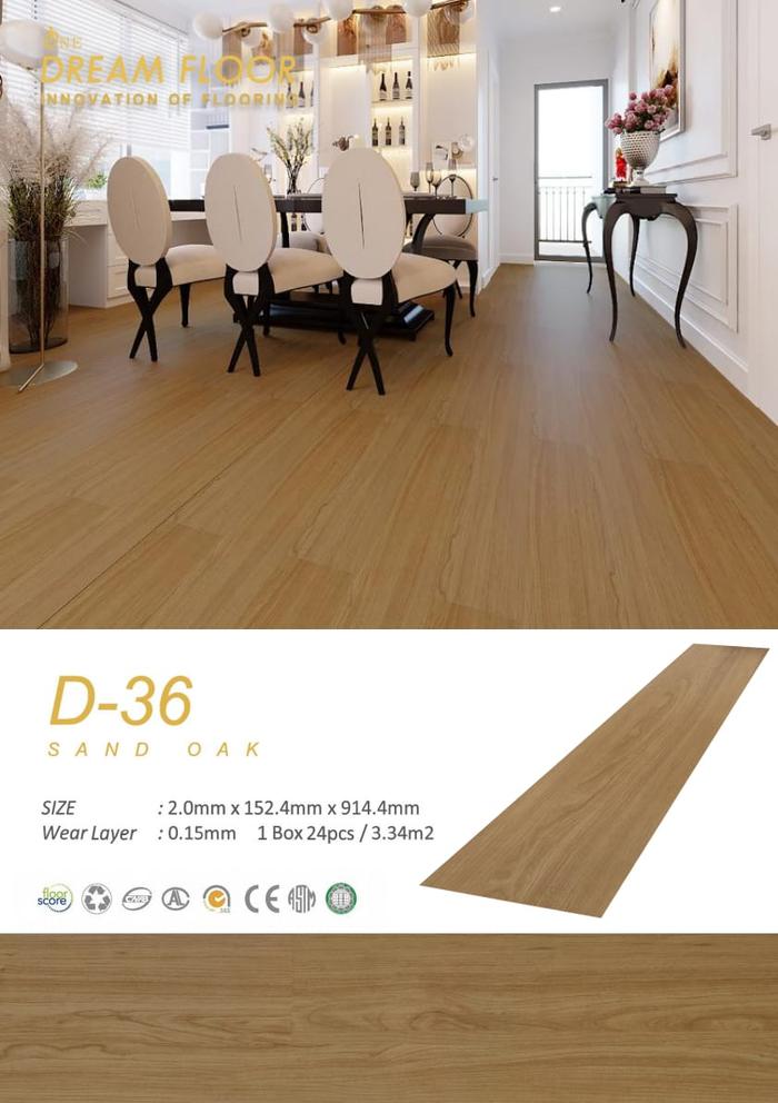 Jual Vinyl Lantai Murah Motif Kayu Dream Floor Tebal 2mm - Harga Per Box - Kode D033 - Kota ...