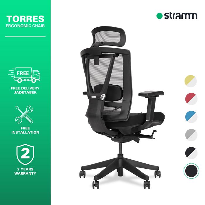 Promo Kursi Kantor Ergonomis Stramm Torres - Black on Black, Chair Only ...