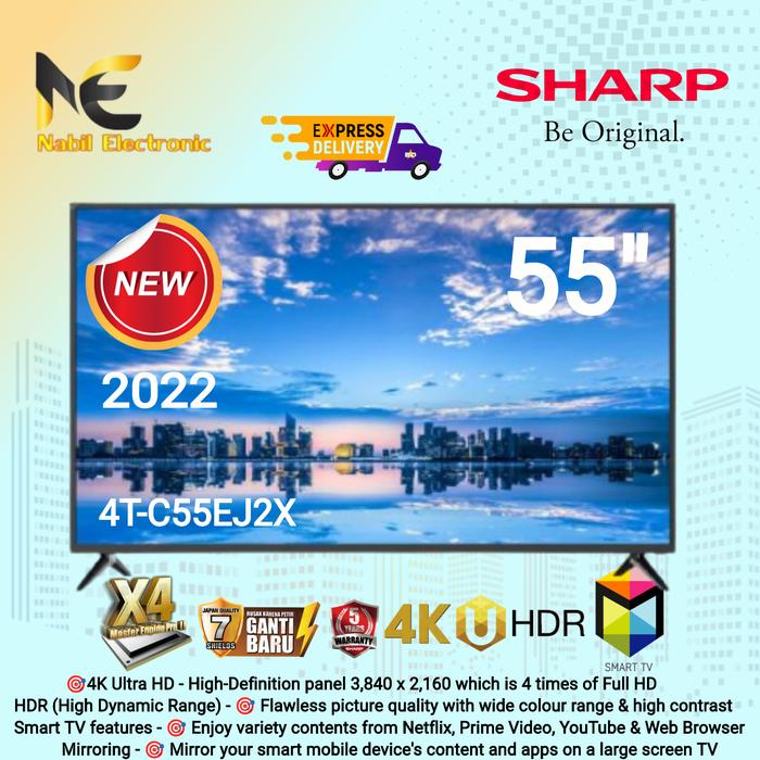 Jual SHARP 4T-C55EJ2X LED TV 55 INCH UHD 4K SMART TV / 55EJ2X - Kota ...
