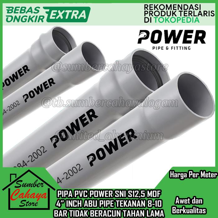 Jual Pipa Pralon PVC Air 4" INCH POWER SNI S12,5 MOF PARALON PIPE 1 ...