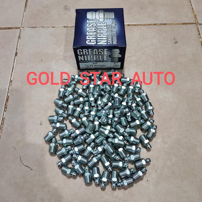 Jual NEPEL GEMUK GREASE NIPPLE 10 MM LURUS 1/8 PT STRAIGHT Merk SANWA ...