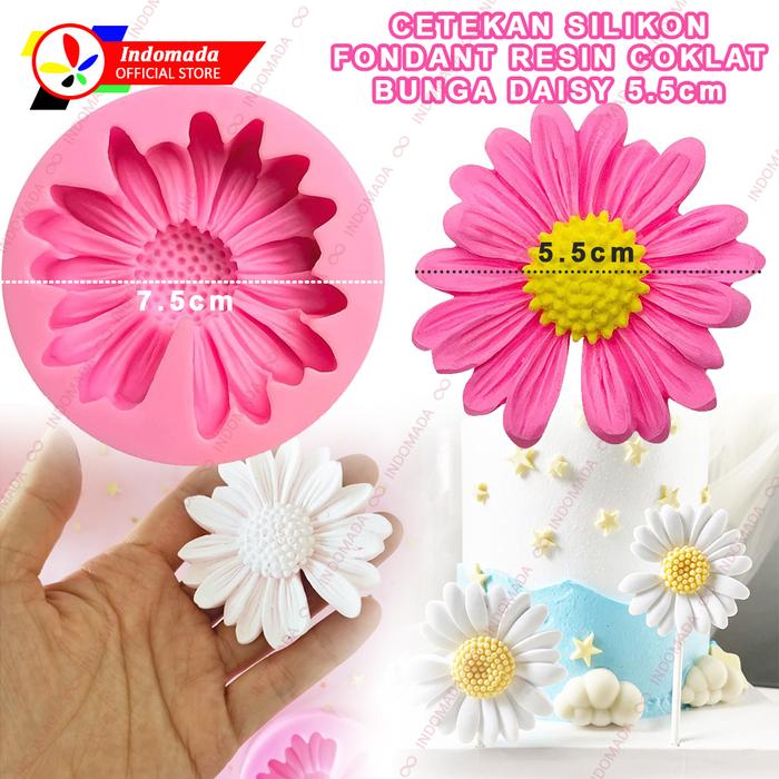 Jual Cetakan Fondant Silikon Bunga Aster Besar 5.5 cm Coklat Puding ...